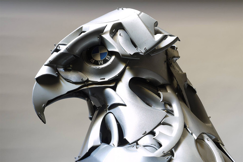 UPCYCLED: Creatures made from hubcaps.