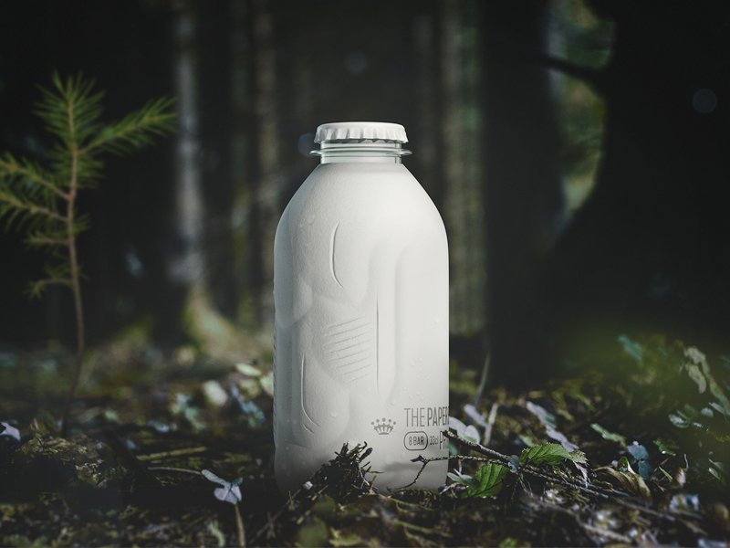 INNOVATION: A fully biobased and recyclable paper bottle.