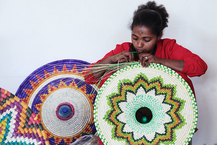 UPCYCLING: Pendant lamps made out of discarded plastic bottles.