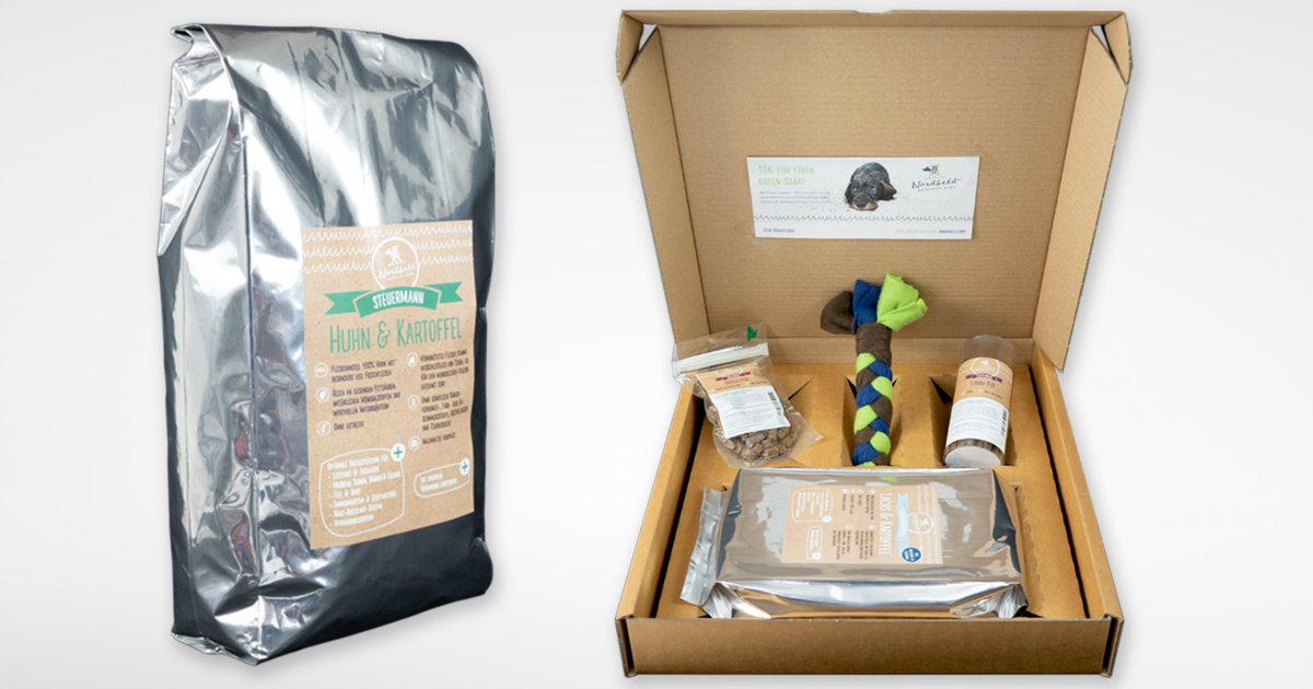 NORDHELD: compostable Repaq packaging for dogfood.